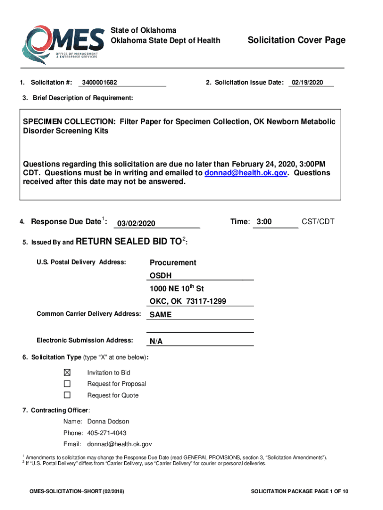 Fillable Online State of Oklahoma Solicitation - Welcome to Oklahoma's ...