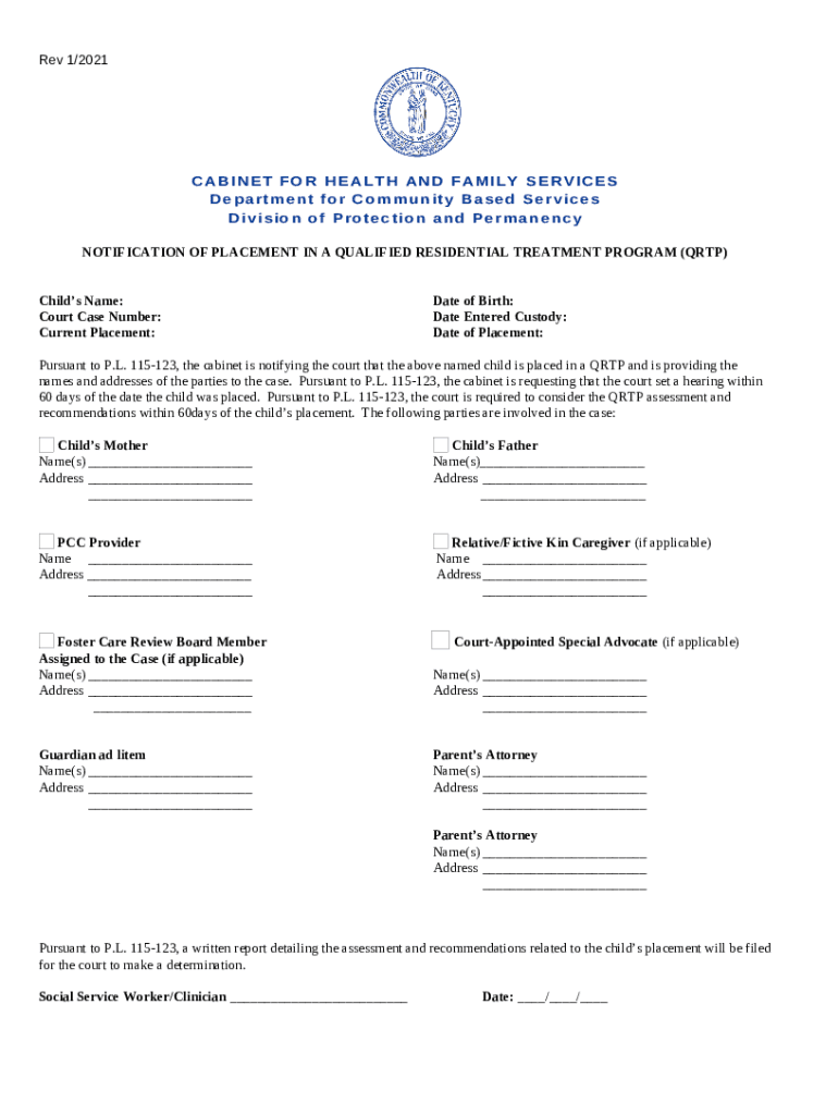 Qualified Residential Treatment Program (QRTP) Hearing Request ...