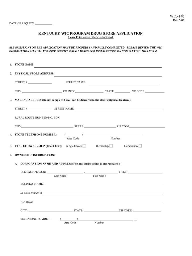 WIC-14b Rev. 5/05 DATE OF REQUEST: KENTUCKY ... - chfs ky Doc Template ...