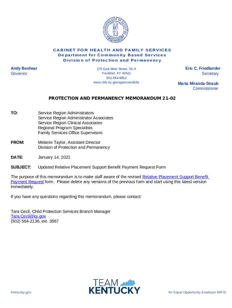 PPM 21-02 Updated Relative Placement Support Benefits (RPSB) Payment ...