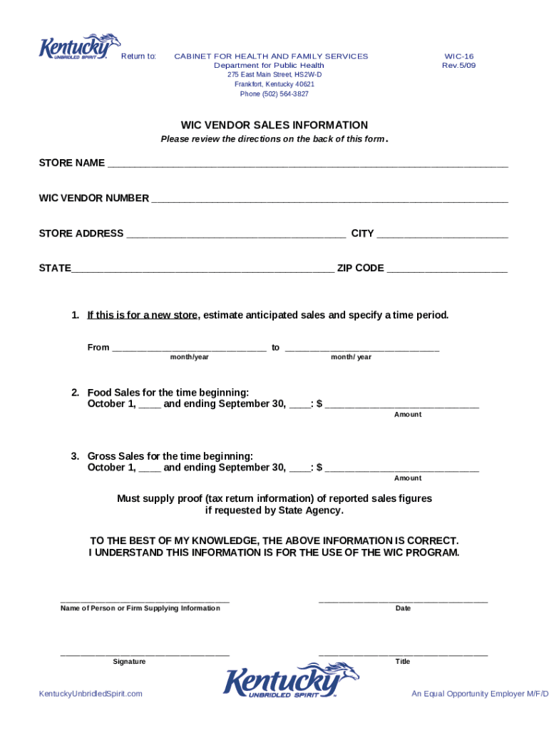 WIC - Vendor Application and Authorization Ination ... - chfs ky Doc ...