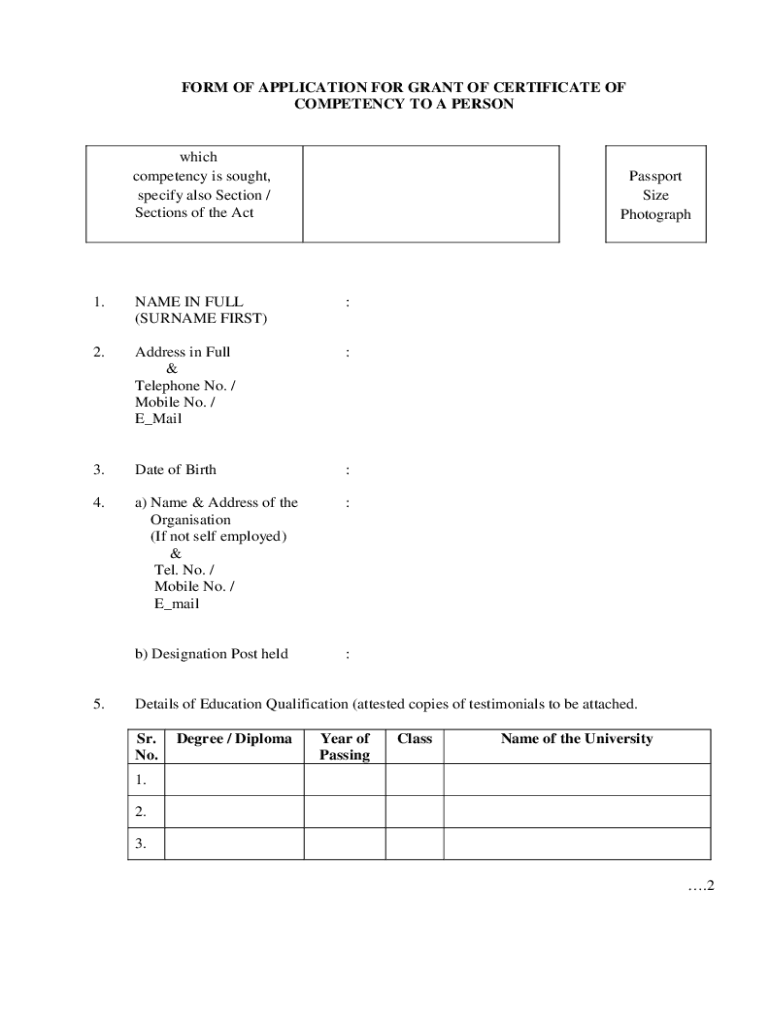 Fillable Online New FORM FOR COMPETENT PERSON.doc Fax Email Print ...