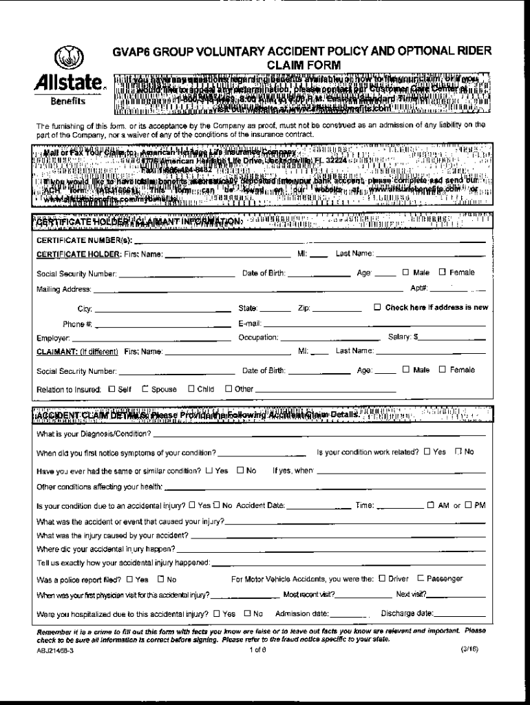 Fillable Online Allstate Accident Claim Form - Mississippi Department ...