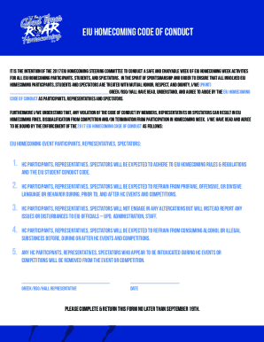 Fillable Online Code of Conduct Form - EIU Fax Email Print - pdfFiller