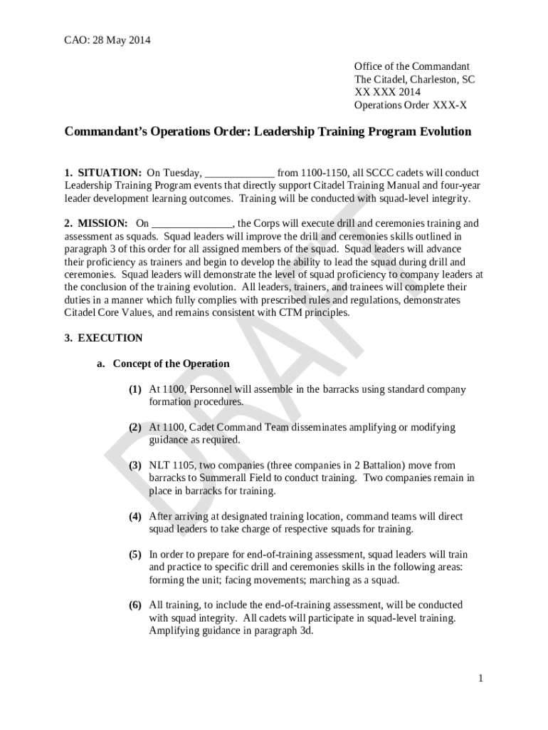 Office of the Commandant - The Citadel Doc Template | pdfFiller