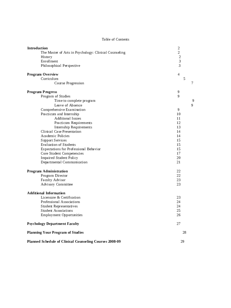Table of Contents - Citadel Doc Template | pdfFiller