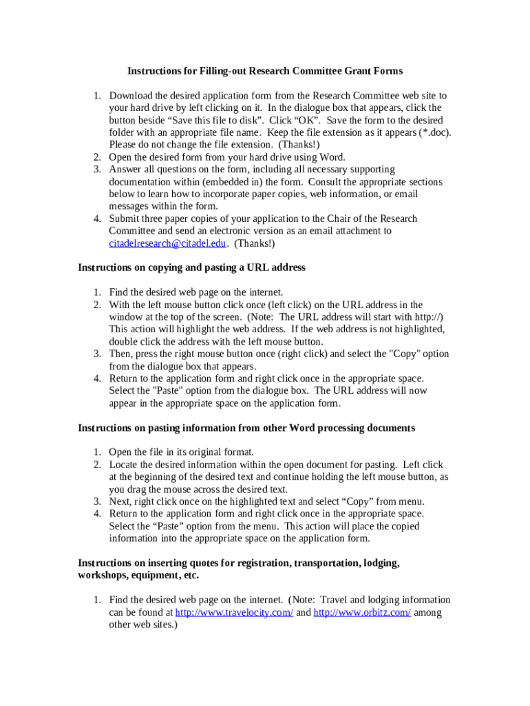 Instructions for Filling-Out Research Committee Grant s Doc Template ...