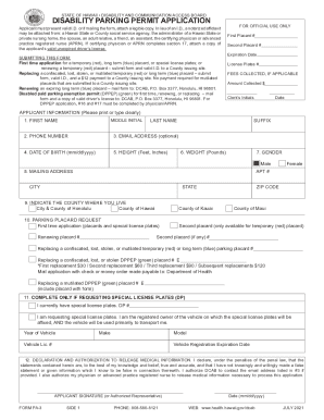 Fillable Online PERSON WITH A DISABILITY PARKING PERMIT APPLICATION FORM ... Fax Email Print ...