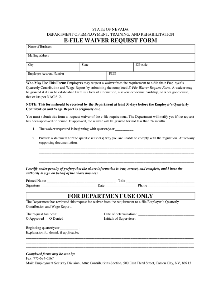 Fillable Online STATE OF NEVADA DEPARTMENT OF EMPLOYMENT ... - ui.nv ...