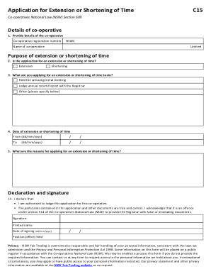 Fillable Online Form C15 Application for Extension or Shortening of ...