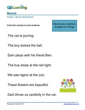 Fillable Online Nouns Worksheet For Grade 1 Pdf - Fill Online ...