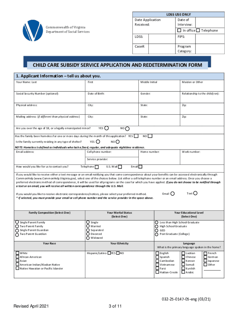 Fillable Online Child Care Assistance - Parents & Guardians - Virginia ...