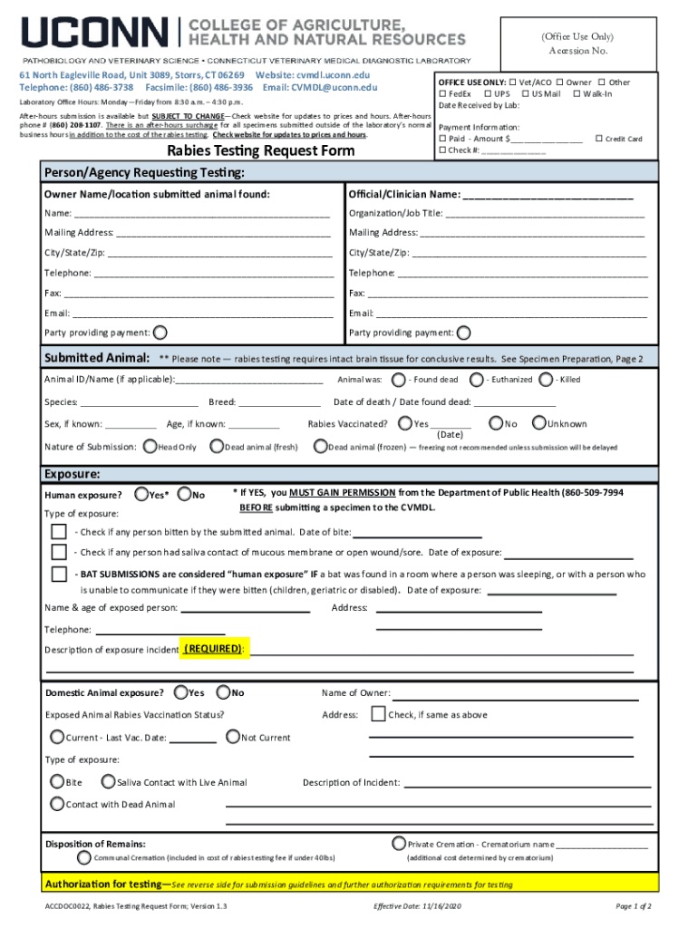 Fillable Online ACCDOC0022 Rabies Testing Submission Form 11162020.pub ...