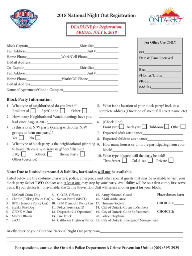 Fillable Online National Night Out Registration - City of St. Louis, MO ...
