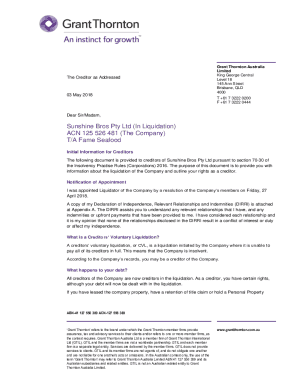 Fillable Online Statutory Report by Liquidator - Grant Thornton Fax ...