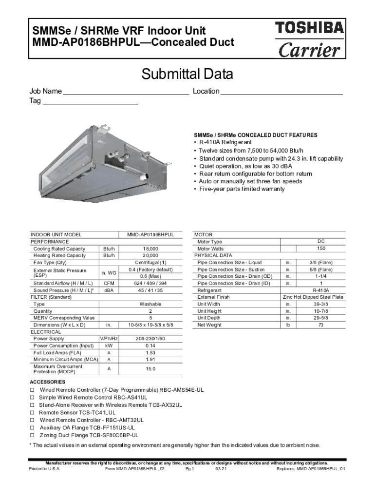 Fillable Online Submittal Data - Carrier Fax Email Print - pdfFiller