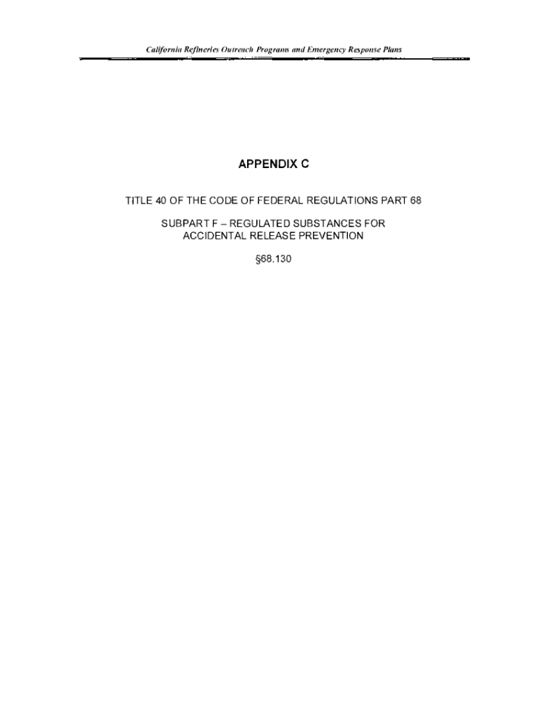 Fillable Online APPENDIX C TITLE 40 OF THE CODE OF FEDERAL REGULATIONS ...