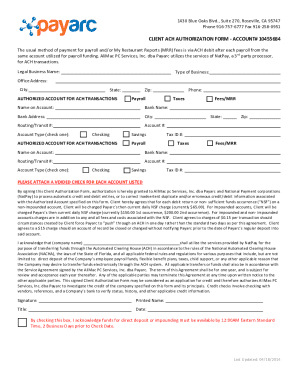 Fillable Online CLIENT ACH AUTHORIZATION FORM - ACCOUNT# 10455684 Fax ...
