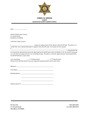 Fillable Online Defendant Adjournment Letter Fax Email Print - pdfFiller