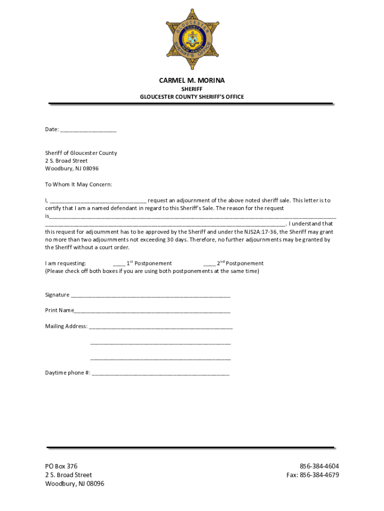 Fillable Online Defendant Adjournment Letter Fax Email Print - pdfFiller