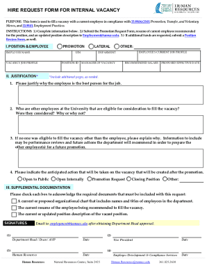 Fillable Online Request to Fill a Vacancy Form. Request to Fill a ...