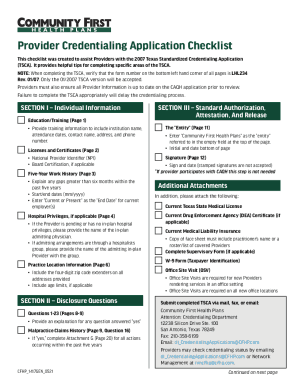 Fillable Online Credentialing Tools for Success: Checklists and ...