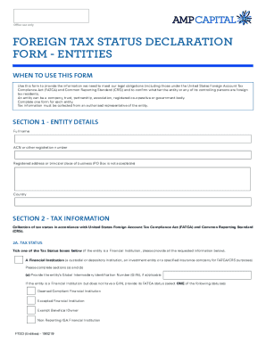 Fillable Online Foreign Tax Status Declaration Form - Entities Fax ...