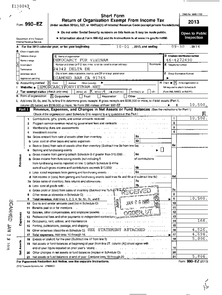 Fillable Online Under section 501 (c), 527, or 4947( a)(1) of Internal Revenue Code (except ...