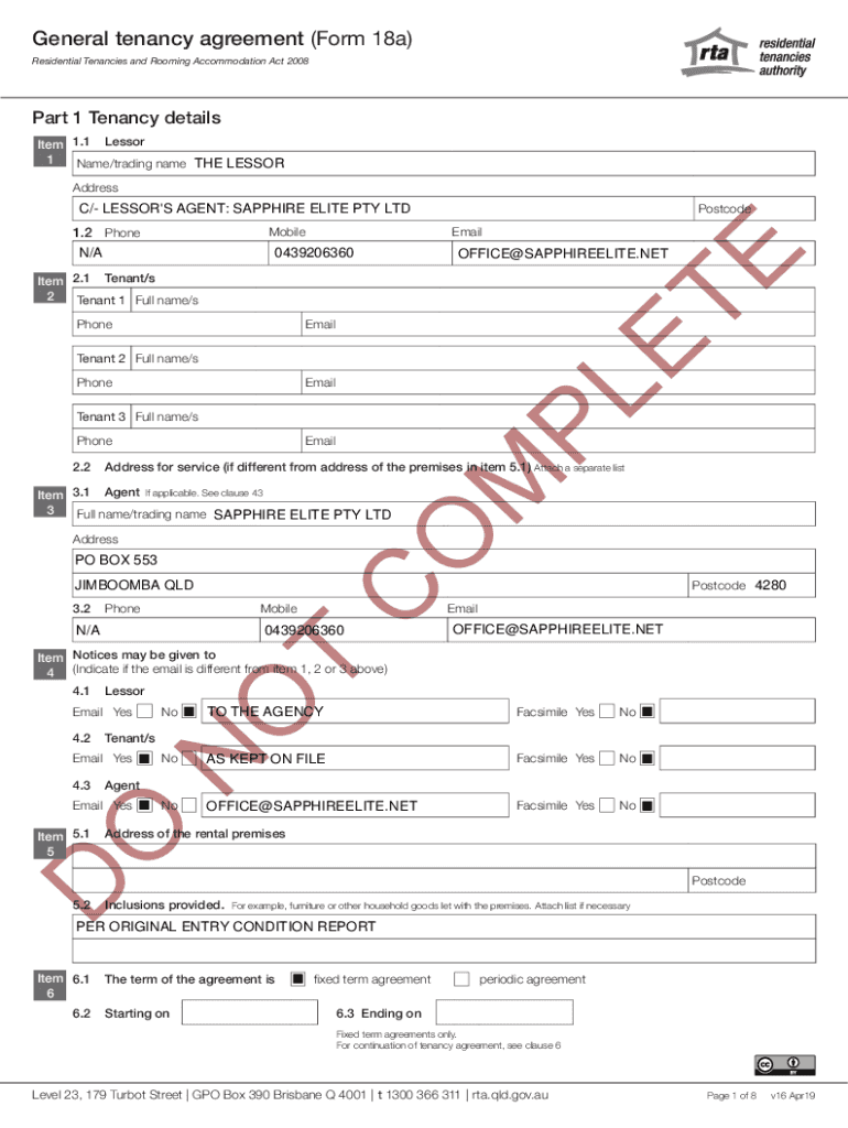 Fillable Online AU RTA Form 18a 2019-2021 - Fill and Sign Printable ...