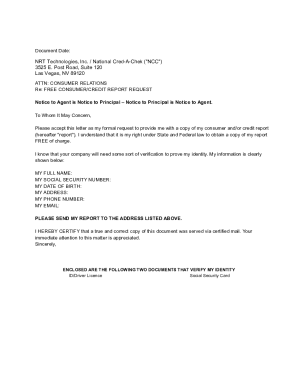Fillable Online NCC Report Request Sample Letter Template Fax Email ...