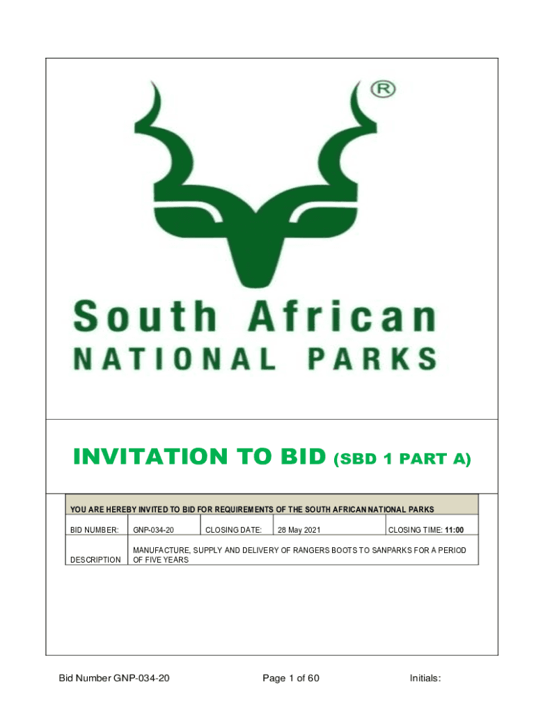 Fillable Online INVITATION TO BID (SBD 1 PART A) - South African ...
