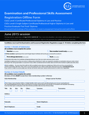 Fillable Online Examination and Professional Skills Registration Form ...