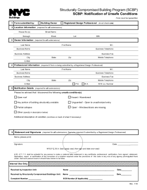 Fillable Online SCBP: Notification of Unsafe Conditions Fax Email Print ...