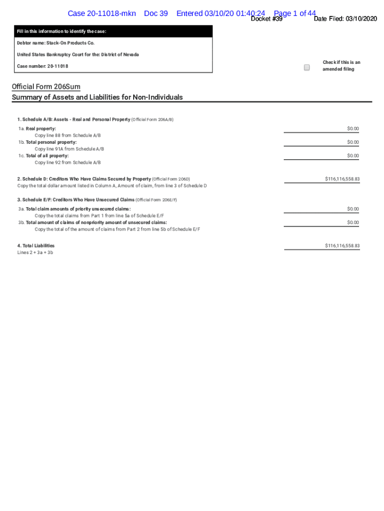 Fillable Online Official Form 201 Voluntary Petition for ... - cases ...