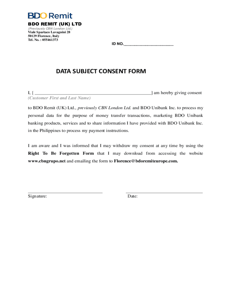 Fillable Online BDO REMIT (UK) LTD Fax Email Print - pdfFiller