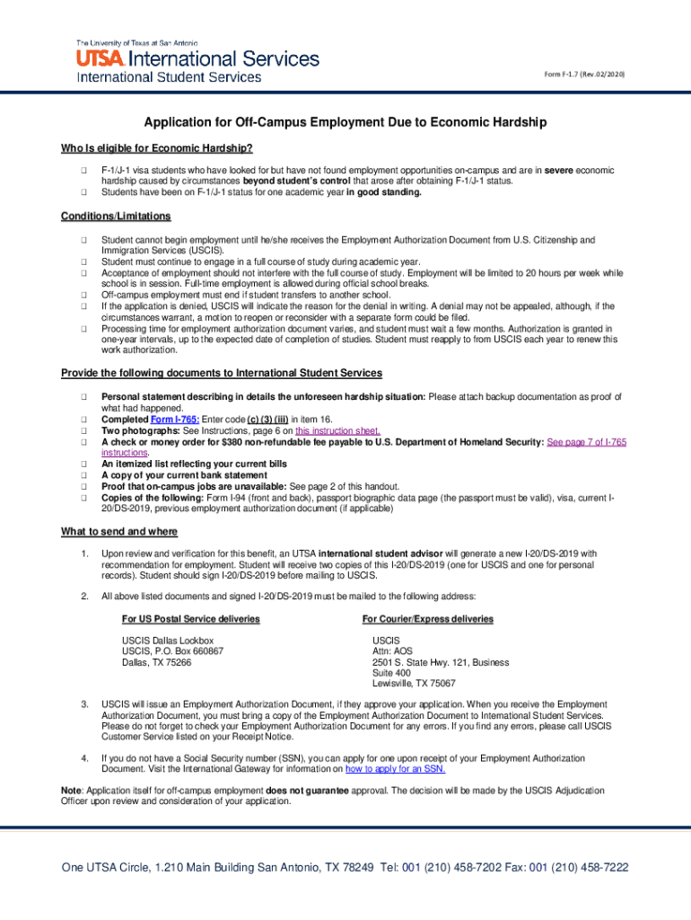 Fillable Online F1 Visa Employment Authorization - OPT (Internships ...