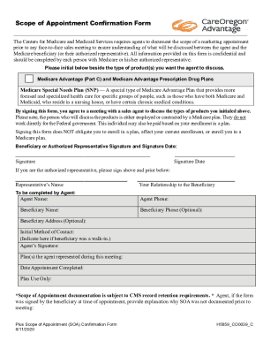 Fillable Online Scope of Sales Appointment Confirmation Form - Health ...