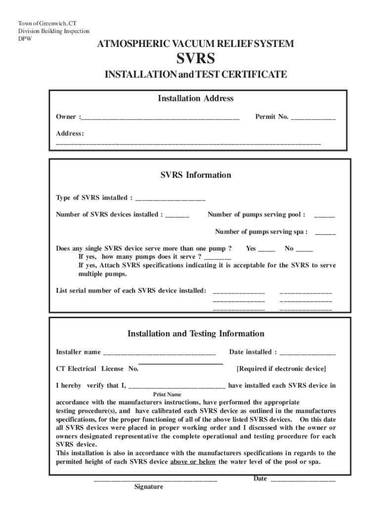 Fillable Online SVRS Test Certificate. SVRS Test Certificate Fax Email ...