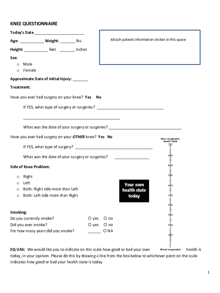 Fillable Online KNEE QUESTIONNAIRE - Amazon Web Services Fax Email ...