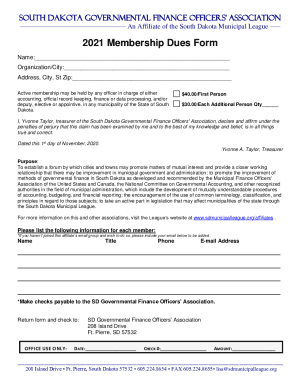 Fillable Online 2021 Membership Dues Form Fax Email Print - pdfFiller