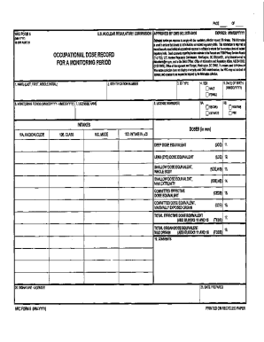 Fillable Online OMB 3150-0006, NRC Form 5, Occupational Dose Record for ...