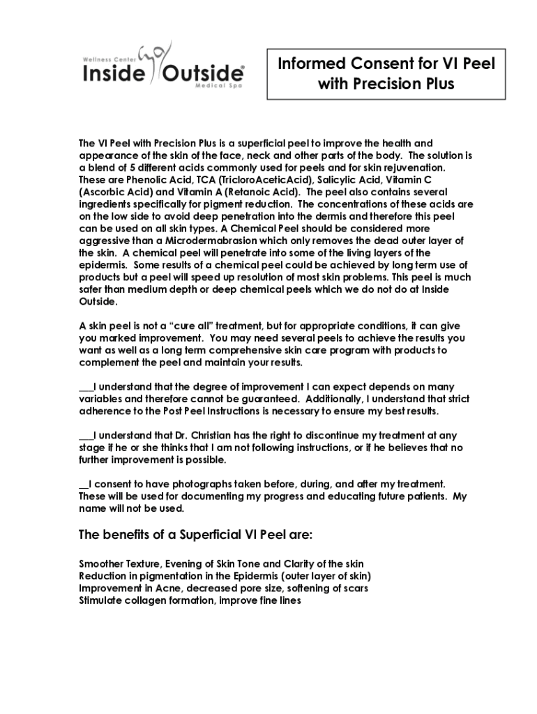 Fillable Online VI Peel Consent Form - PatientPop Fax Email Print ...