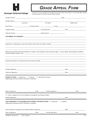 Fillable Online Grade Appeal Process - Office of Student Rights and ...