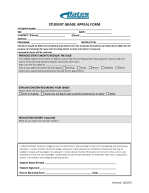 Fillable Online STUDENT GRADE APPEAL FORM - Bates Technical College Fax ...