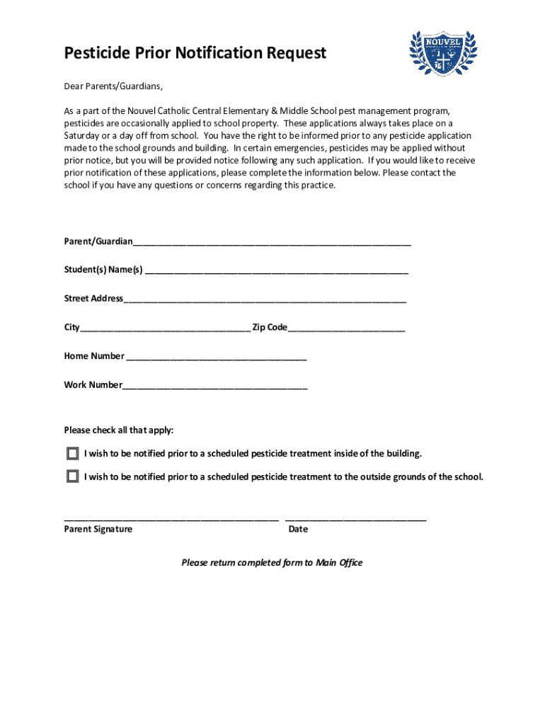 Fillable Online Sample Notification Letter for Parents or Guardians Fax ...