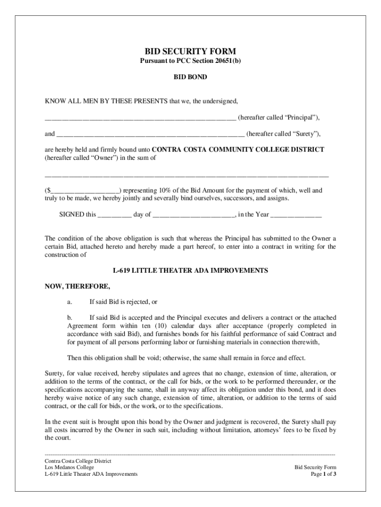 Fillable Online Bid Security and Bid Securing DeclarationBid Security ...