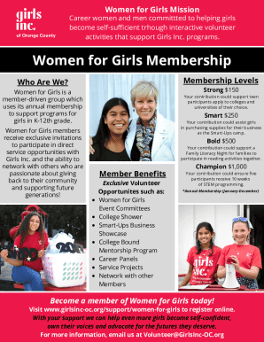 Fillable Online Women for Girls Membership Form Fax Email Print - pdfFiller