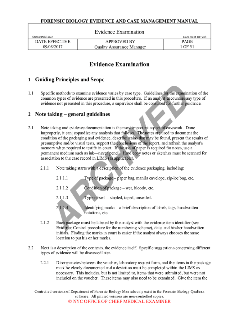 Fillable Online Evidence Examination effective 09/08/17 Fax Email Print ...
