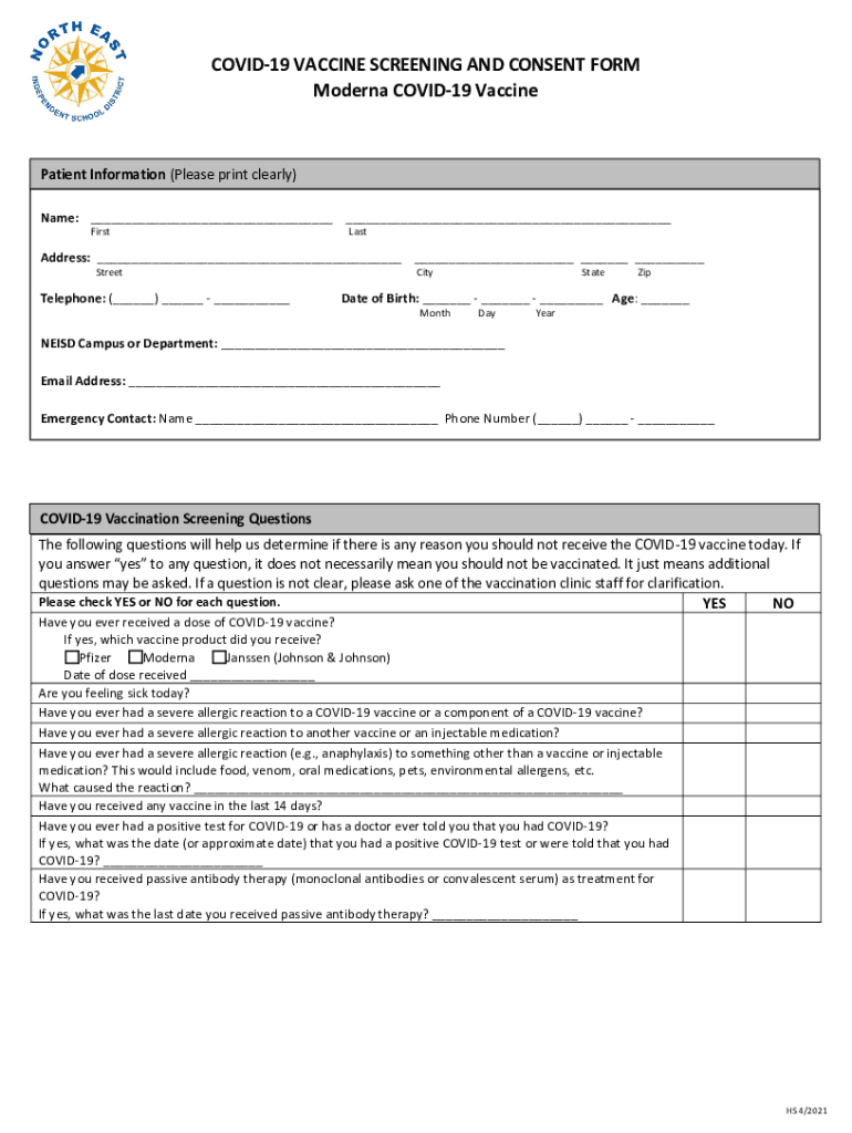 Fillable Online Moderna consent form revised Fax Email Print - pdfFiller