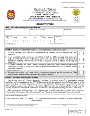 Fillable Online DNA Examination Consent Form - Philippine National ...